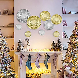 6Pcs Sunburst Metal Wall Mount Art Decor for living room, Silver Modern Accent Large Sunburst Hanging Above Bed Decorations Sculpture, Circular Decorlives Combination Artwork for Home Office Bedroom Bathroom Kitchen