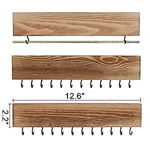 LASHMADY Jewelry Organizer, Wall Mounted Jewelry Organizer, Rustic Wood Hanging Rack, Jewelry Display For Necklaces, Bracelets, Rings, Earrings, Necklace Holder, Set of 3