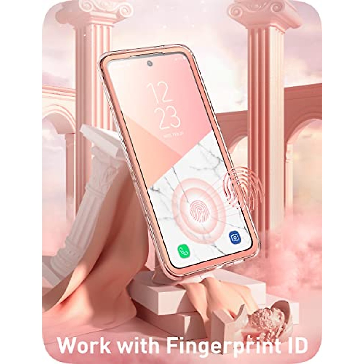 i-Blason Glitter Case for Samsung Galaxy S22 (6.1 Inch) 5G Mobile Phone Case Bumper Case 360 Degree Protective Case Glossy Cover [Cosmo] with Integrated Screen Protector 2022 Edition (Marble)