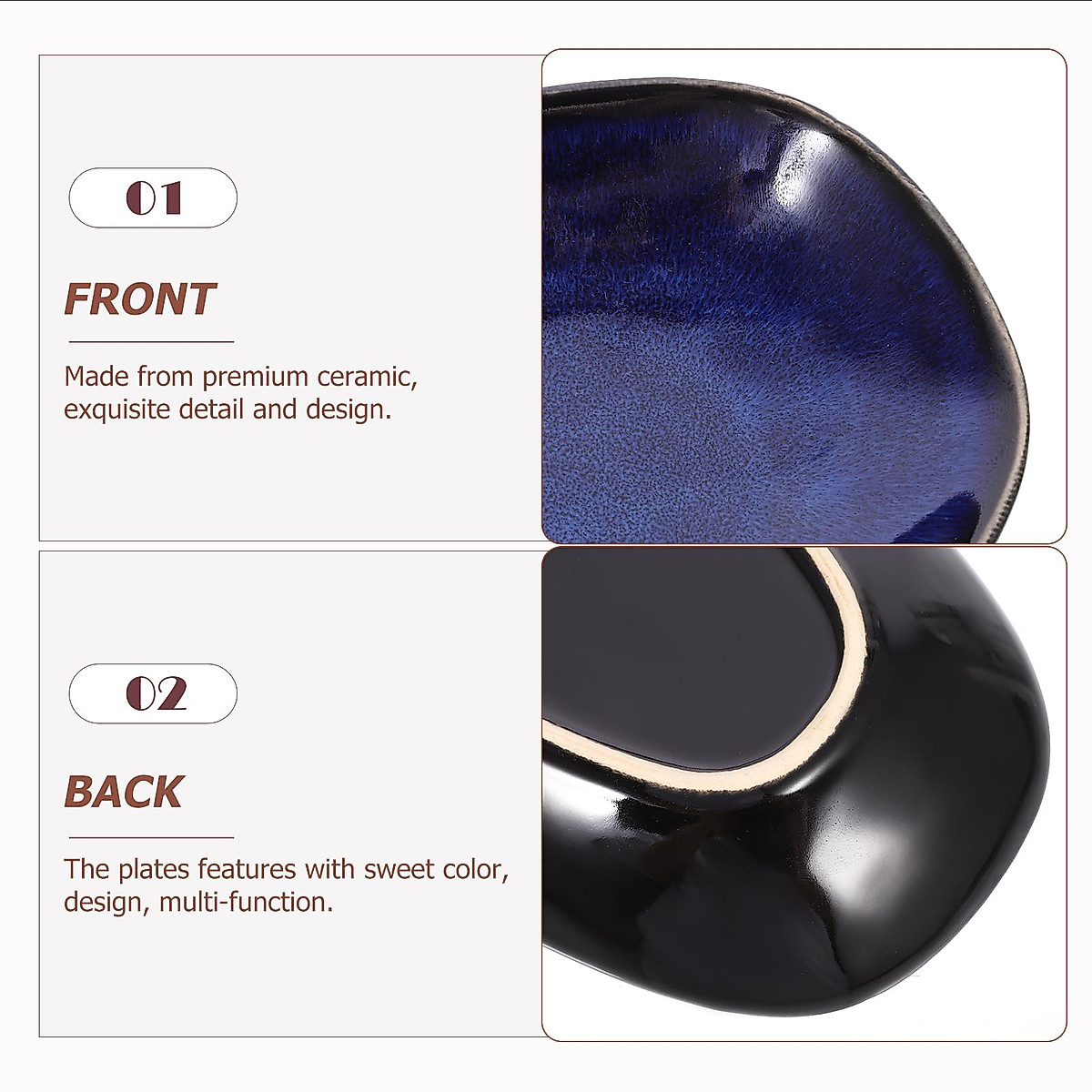 FRCOLOR Serving Platter Dishes Oval Serving Plates Sushi Platter Snack Storage Plattersushi Appetizer Plates Japanese Style Dinnerware ( Blue Small Sizes )