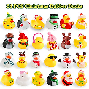 Christmas Advent Calendar 2024 for Kids 24 Days Christmas Countdown Calendar with Rubber Ducks Bath Toys Christmas Party Favors Fun Toys Gifts for Kids Boys Girls Toddlers Children Teens Friends Xmas