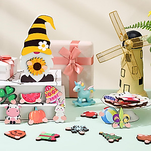 Thyle 37 Pcs Christmas Interchangeable Wooden Gnome Decor DIY Holiday Winter Seasonal Tiered Tray Decoration with Magnet Pieces Welcome Sign for Xmas Decorations