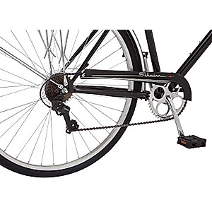 Schwinn Wayfarer Adult Hybrid Bike, Mens and Womens, 18-Inch/Medium Steel Step-Over Frame, 7-Speed Drivetrain, Rear Rack, 700C Wheels, Black
