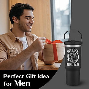 qchdln Fisherman Gifts For Men - Cool American Flag Cup - 30oz Insulated Fishing Tumbler with Handle - Fathers Day,Birthday,Christmas Gifts for Dad,Grandpa,Husband,Uncle