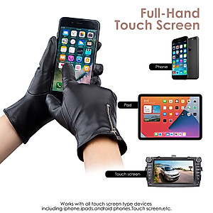 Dsane Winter Leather Gloves for Women, Touchscreen Texting Warm Driving Gloves (Black, M)