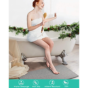 Shower Mats Non Slip Without Suction Cups, 15.7×36 Inch, Bath Mat for Textured Tub Surface, Loofah Mats for Shower and Bathroom, Quick Drying, Grey