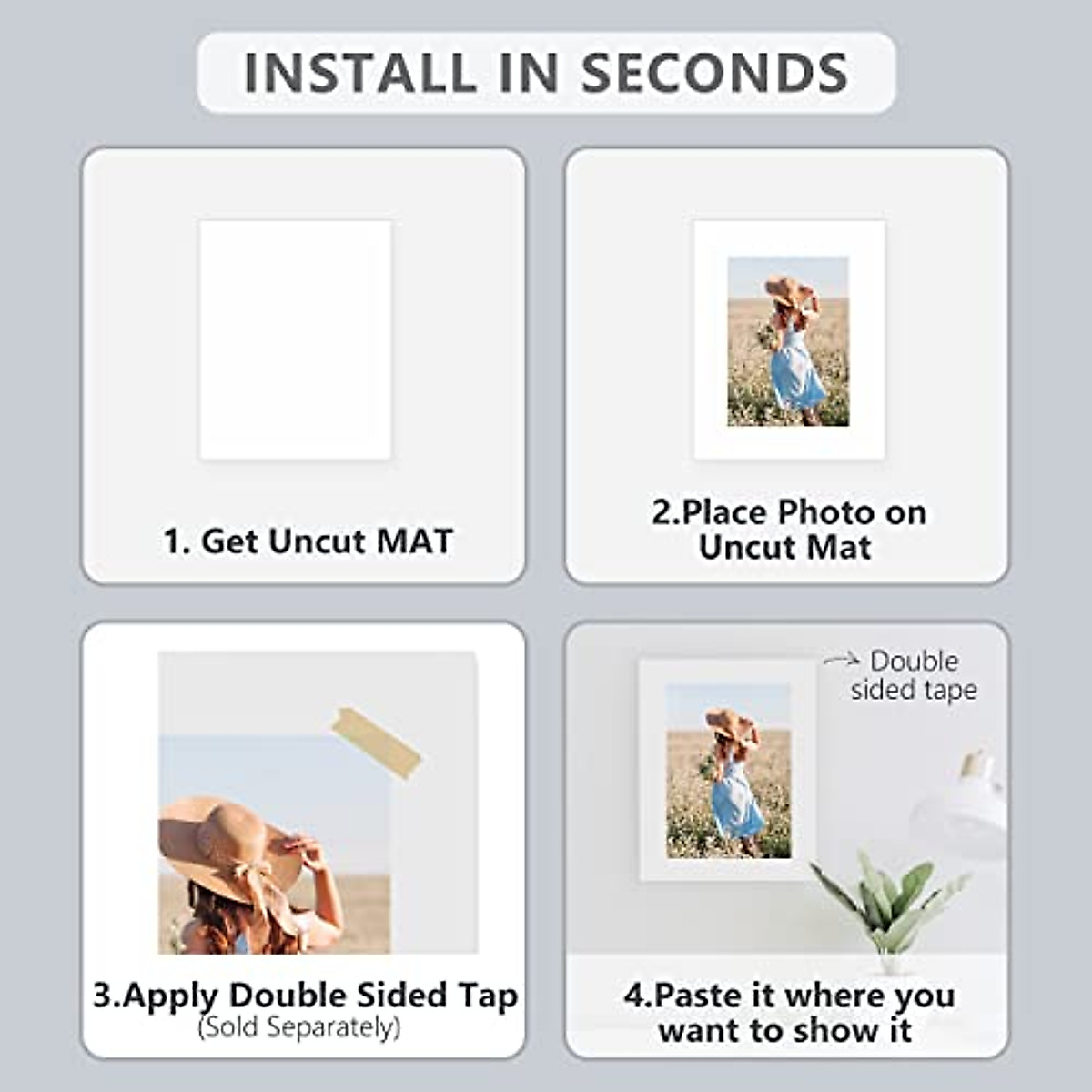 Somime 10 Pack 16x20 White Backing Boards, Uncut Mat Board 16x20, Acid Free Backerbords for 11x14 Photos, Pictures, Artwork and Paints