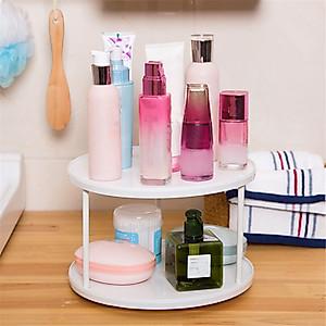 Chip Organizer Rotation Rotating Kitchen Two Layer Multifunctional Combination Shelf Cosmetics Storage Rack Glass Sectioned Meal Prep Containers (White, One Size)