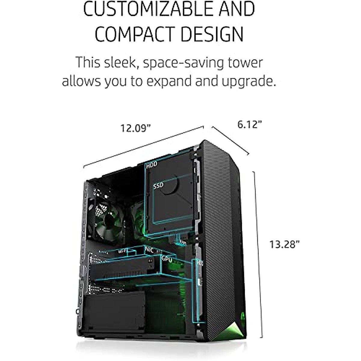 HP Pavilion Gaming Desktop TG01-1183w, Intel Core i5-10400F Processor up to 4.3 GHz, 8GB Memory, 256GB SSD, NVIDIA GeForce RTX 3060 Graphics Card(12 GB GDDR6) with Mousepad
