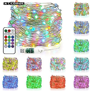 Aclorol LED Christmas Fairy Lights 200Leds 66FT Rainbow 12 Colors Changing 12 modes Remote Timer USB Powered Twinkle String Light for Christmas Tree Party Wedding Garden Indoor Outdoor Home Decoration