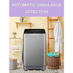 KRIB BLING Full-Automatic Washing Machine 25 lbs Portable Washer 10 Wash Program & 8 Water Level with LED Display，Drain Pump, Ideal for Apartments, RV, Camping, Grey