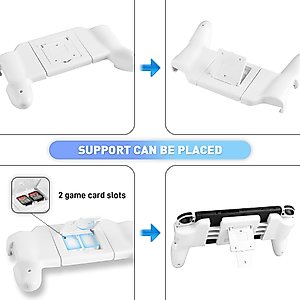 FANPL Multi-function Adjustable Grip for Nintendo Switch & Switch OLED Controller and Joycon, Ergonomic Handle Grip Comfortable, Foldable, Standable, Accessories with 8 Thumb Caps 2 Game Card Slots