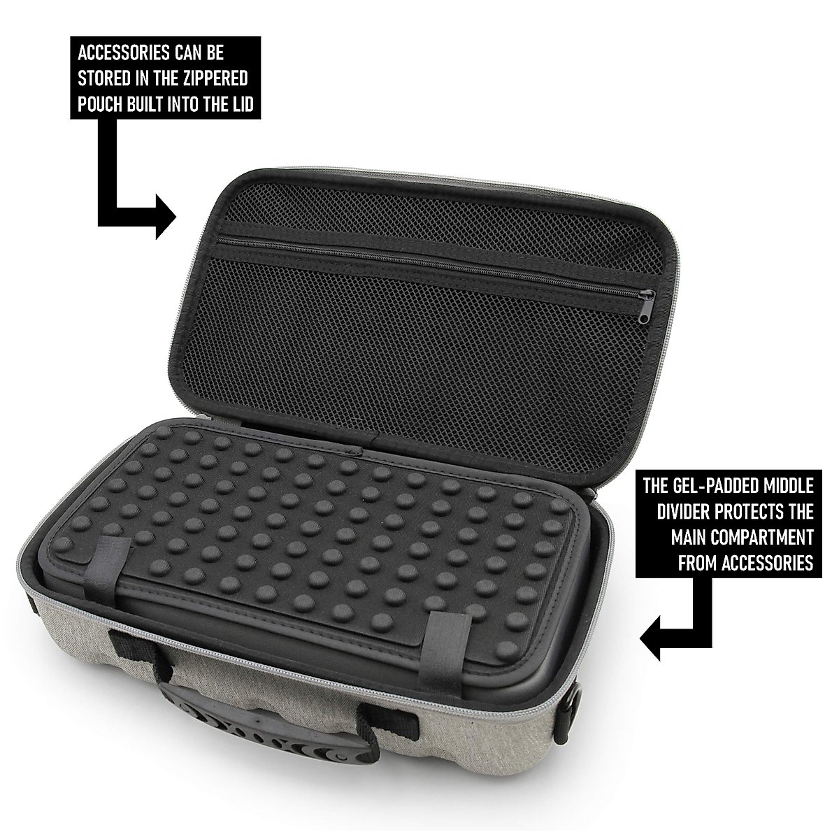 CASEMATIX Travel Case Compatible with up to 3 Otamatone Regular or Neo Instruments - Travel Case with Shoulder Strap and Accessory Storage for Batteries and Other Accessories, Case Only