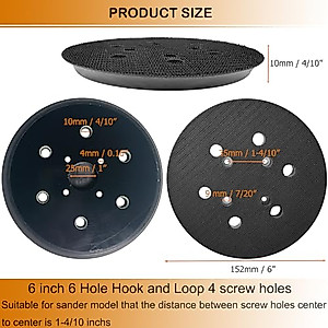 6 Inch 6 Hole Replacement Sander Pad for Ridgid R2611 Random Orbit Sander- 6" Hook & Loop Sanding Pad Work with 6 Inch Sander Disc - 1 Pack