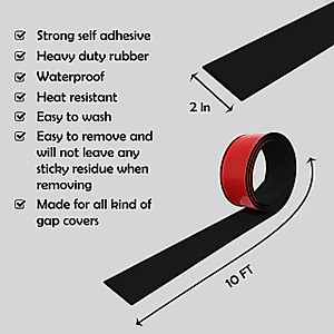 Rubber Bond Floor Transition Strip, Self-Adhesive Vinyl Flooring Transitions Laminate Floor Cover Strips | Flat Divider Strip, Easy to Install & Peel (120 Inches, Black)