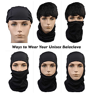 Balaclava Face Windproof Ski Mask Neck Warmer Tactical Hood Polyester 2 Pack Black
