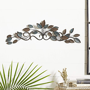 Deco 79 Metal Leaf Wall Decor, 35" x 2" x 10", Blue