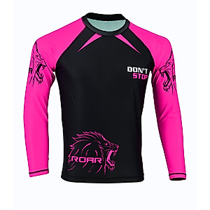Roar No Gi Full Set Ladies Grappling Rash Guard Female Fight Wear (Pink-Black, Small)