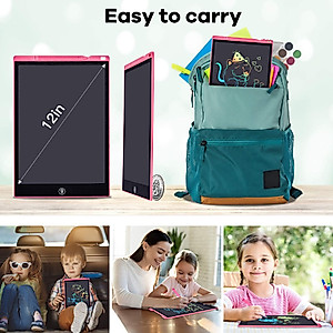 LCD Writing Tablet for Kids, 12 Inch Colorful Doodle Board Toddler Learning Toys, Christmas Birthday Gift for 3 4 5 6 7 8 9 Years Old Girls Boy