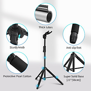 GUITTO Guitar Stand - Universal Portable Guitar Stand Adjustable Folding Hanging Guitar Floor Stands for Acoustic, Classical, Electric, Bass GGS-06