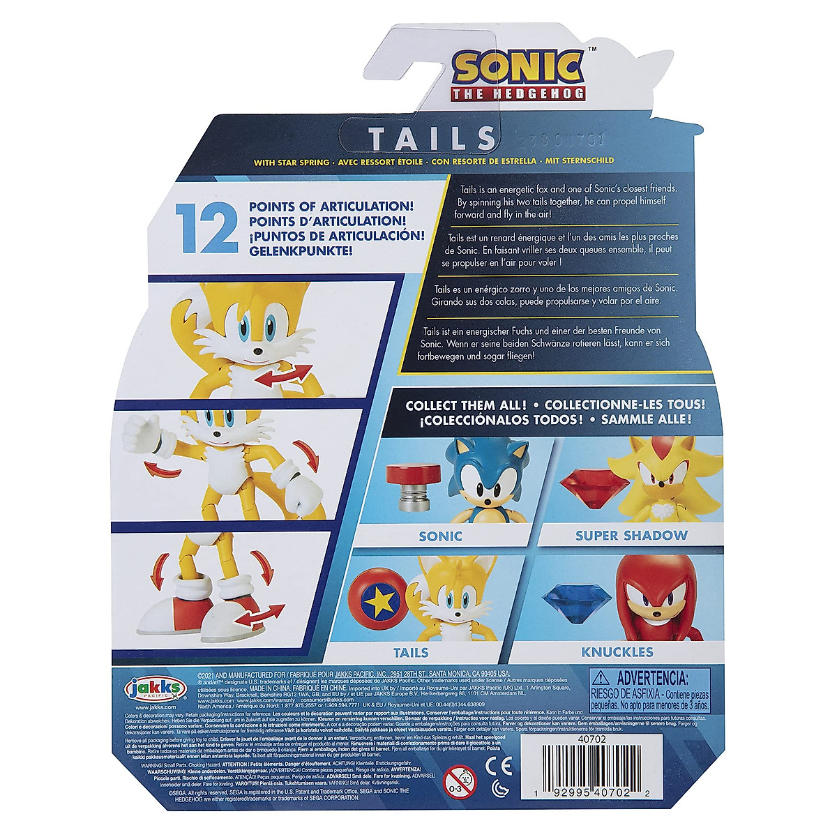 Sonic The Hedgehog 4-Inch Action Figure Modern Tails with Star Spring Collectible Toy