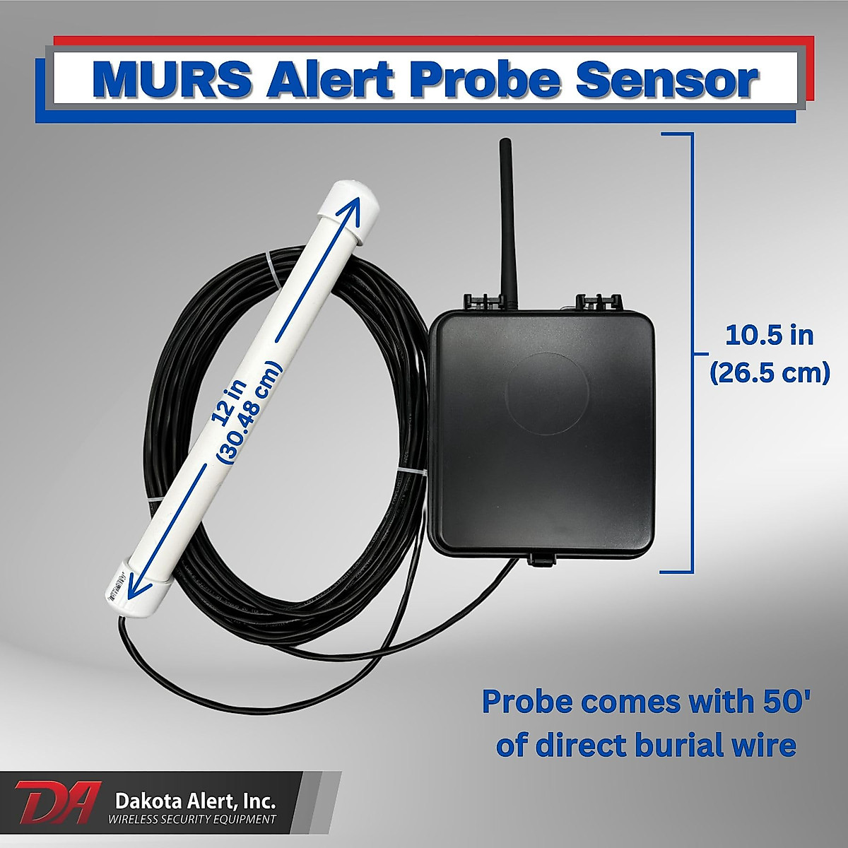 Dakota Alert MURS Alert Probe Sensor (MAPS) Metal Detecting Wireless Transmitter with 50-FT Of Direct Burial Cable - Outdoor Monitoring System