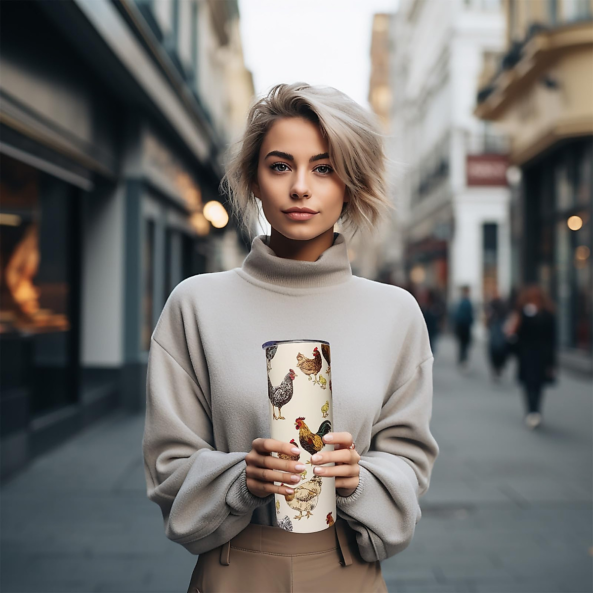 IchDich Chicken Tumbler With Lid and Straw 20 oz Insulated Breeds of Chicken Knowledge Tumbler Stainless Steel Chicken Skinny Tumbler Water Bottle Travel Mug Wine Cups Gifts for Chicken Loves Women