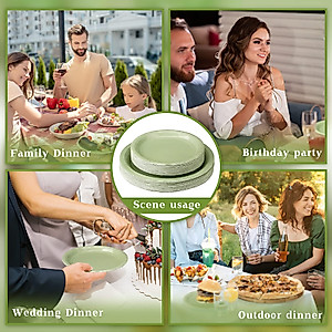 Roshtia 100 Pcs Sage Green Disposable Plates Green Paper Plates Disposable Dessert Plates Bulk 7 Inch 9 Inch Disposable Paper Plates Set Decoration for Wedding Engagement Bridal Shower