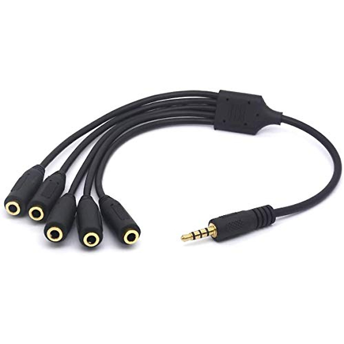 PIIHUSW 3.5mm TRRS Male to 5 TRRS Female Stereo 4-Pole Splitter Cable Converter Headphone Extender