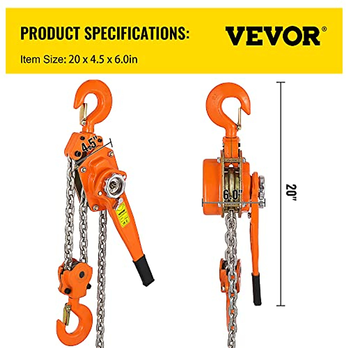Happybuy Lever Chain Hoist 3/4 Ton 1650LBS Capacity 10 FT Chain Come Along with Heavy Duty Hooks Ratchet Lever Chain Block Hoist Lift Puller Comealong