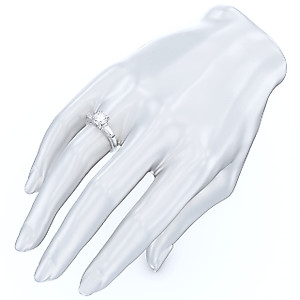 PRSTANI 14k White Gold Tapered Baguette Side Stones 1CT Round Brilliant Cut Genuine Moissanite Engagement Ring (9)