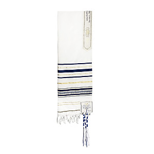 Holy Land Market New Covenant Messianic Prayer Shawl Tallit 72" X 22" with Bag, Card and Brochure From Israel (One Tallit)