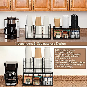 TQVAI Coffee Station Organizer, Coffee Bar Accessories Station Organizer, 6 Compartment Condiment Rack for Breakroom, Office, Home, Black/Archaize