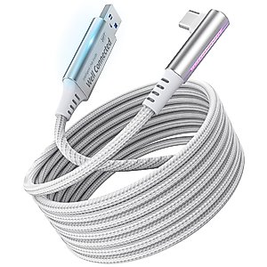 6AMGame link cable 16 ft Compatible with Meta Quest 3/2 Accessories VR Headset, High Speed Data Transfer Cord USB 3.0 Cable Type C LED Light for Gaming PC/Steam VR link cable 16 ft Compatible