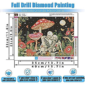 6 Pack Diamond Painting Kits for Adults - Mushroom Flower Butterfly Skeleton Moon DIY 5D Diamond Art Kits Full Drill Diamond Dots Paintings with Diamonds Gem Art and Crafts Home Decor 12x16inch