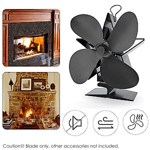 Replacement Blades for Fireplace Fan, Aluminum Alloy 4 Blade Heat Powered Fireplace Fan Replacement Parts Blade Universal Stove Fan Accessories for Wood-Burning Stoves Fireplace Fan (Blade Only)