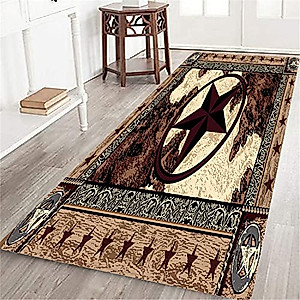 MATEKULI Long Runner Rug,Western Texas Star Vintage Style Stars on Wood Panel Print Rustic,Non-Slip Floor Carpet Hallway Doormat Entrance Door Mats Washable Area Kitchen Rugs