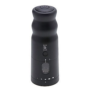BLACK RAIN Pepper Mill Grinder - High Pepper Volume Automatic Peppercorn Grinder w/Built-in LED Lighting - Sturdy Aluminum Electric Pepper Grinder w/Rechargeable Lithium Battery (Matte Black)