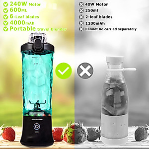 2 Portable Blender, Personal Size Blender for Shakes and Smoothies with 6 Blades Mini Blender 20 Oz for Kitchen,Home,Travel(Pink+Black)