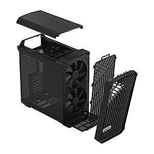Fractal Design Torrent Compact Black - Dark Tint Tempered Glass Side Panels - Open Grille for Maximum air Intake - Two 180mm PWM Fans Included - Type C - ATX Airflow Mid Tower PC Gaming Case