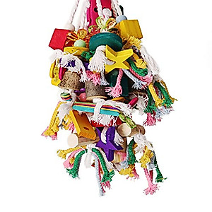 BWOGUE Large Parrot Chew Toy Bird Chewing Toy Multicolored Wooden Blocks Tearing Toys for African Grey Macaws Cockatoos Eclectus Amazon Parrot Birds