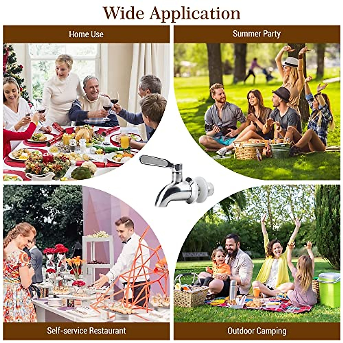 Omoojee Stainless Steel Spigot for Beverage Dispenser, 1 Water Dispenser Replacement Part, Outdoor Water Faucet for Sun Tea Jar, Party, Camping