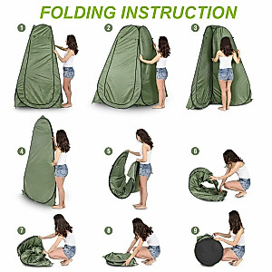Pop Up Privacy Shower Tent, Portable Outdoor Camping Bathroom Toilet Tent, Extra Tall Privacy Shelters Room, Spacious Changing Room for Hiking Beach, Lightweight & Sturdy, Foldable, Green