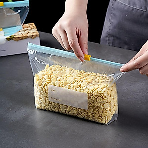 15pcs Ziplock Bags,Food Storage Freezer Bags,Resealable Slider Zip Stand and Fill Expandable Bottom Freezer and Microwave Safe