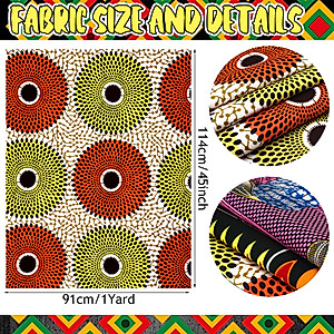 Hahafelt 3 Pcs African Fabric by The Yard African Wax Ankara Print Fabric for Sewing 45'' Wide Total 3 Yards African Cloth for Quilting Crafting DIY Hairband Pillowcase Napkin Face Covering