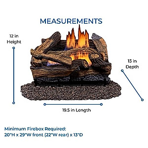 Duluth Forge DLS-18R-1 Dual Fuel Ventless Fireplace Logs Set with Remote Control, Use with Natural Gas or Liquid Propane, 30000 BTU, Heats up to 1000 Sq. Ft, Split Red Oak, 18 Inches