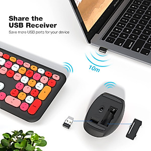Wireless Keyboard Mouse Combo, Dilter Compact Wireless Keyboard and Mouse Set 2.4G Ultra-Thin Sleek Cute Cat Shape Design for Windows, Computer, Desktop, PC, Notebook (Purple)