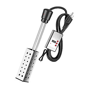 Bucket Heater Immersion Water Heater with Timer 1500W Floating 304 Stainless-Steel Guard Water Heater Replacement Parts Heats for Bathtub,Bucket,Garden,Pool,Heating 5 Gallons Water in Minutes