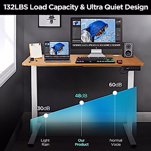 Electric Standing Desk Adjustable Height Computer Desk Standing Desk Adjustable Height Electric Standing Desk Adjustable Height with Memory Height Setting Quiet Lifting 42.5’’x 23.6’’ Thick 0.59’’