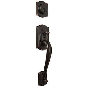 Schlage F93CAM716ACCLH Camelot Inactive Handleset with Accent Left-handed Lever, Aged Bronze